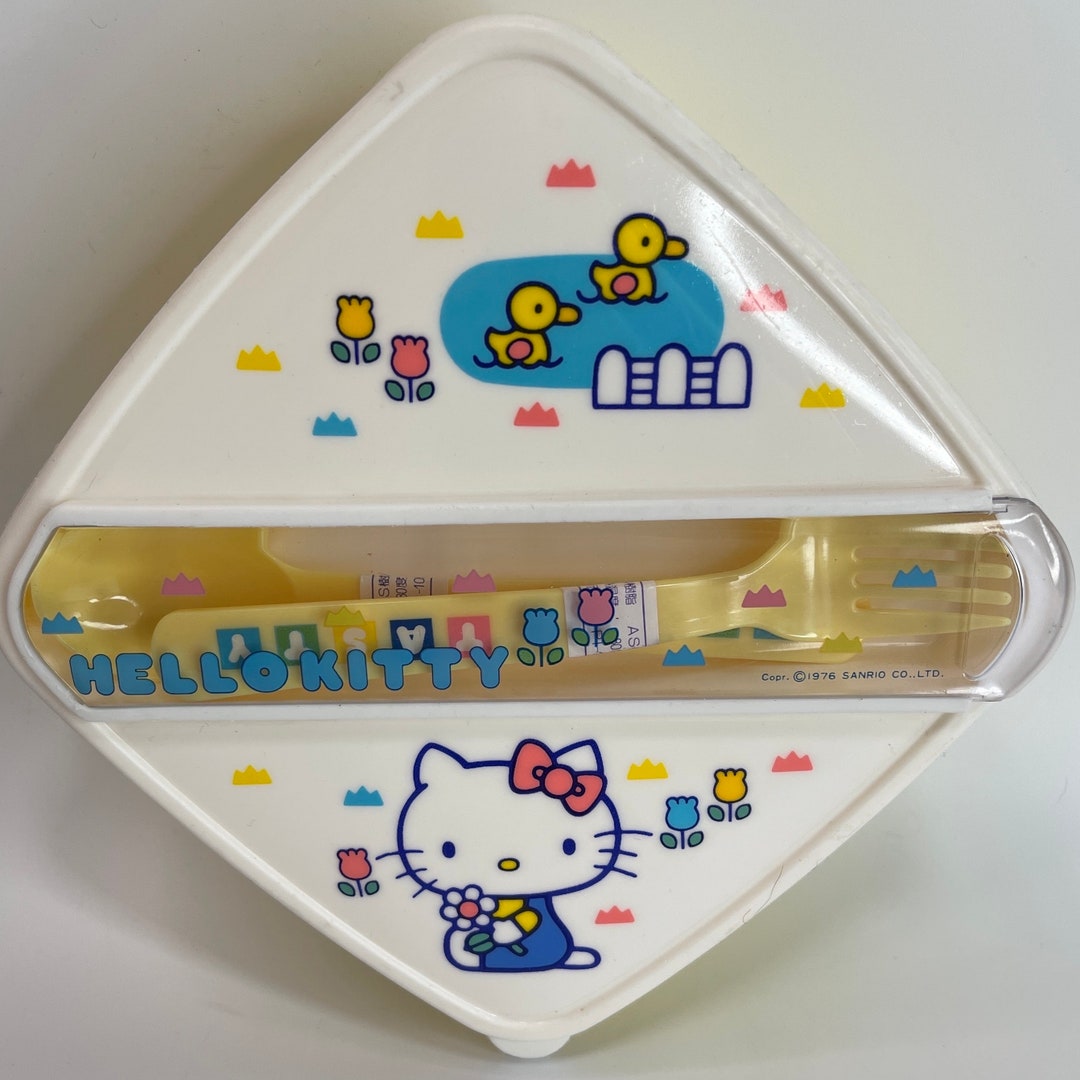 Vintage Hello Kitty Bento Snack Box by Sanrio From 1976 _ Includes Fork ...