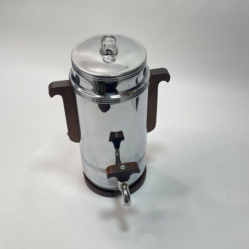 Vintage Mid Century Art Deco Chrome Coffee Percolator W/ Wood - Etsy