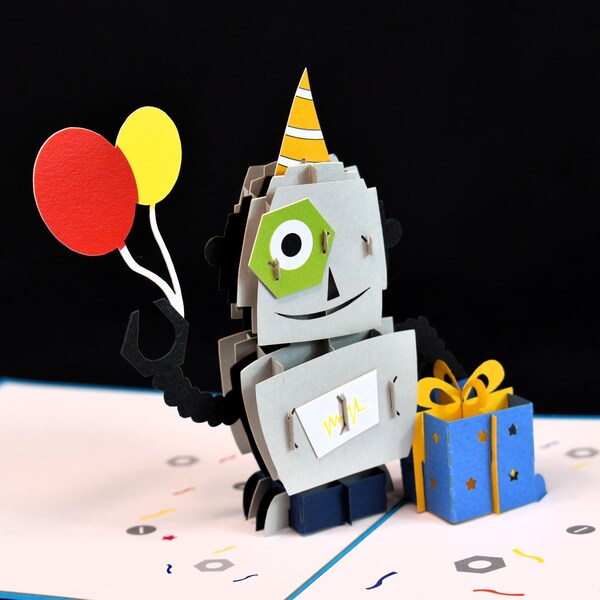 Robot Birthday Card - Etsy
