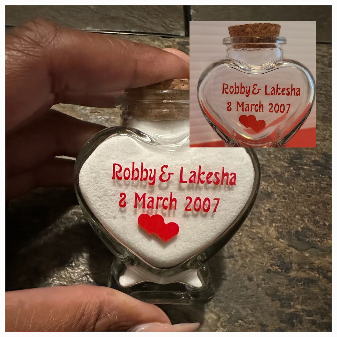 Personalized 2oz Glass Heart Jars With Corks - Etsy