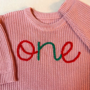 Custom Hand Embroidered Birthday / Age / Number Baby / Toddler Sweater ...