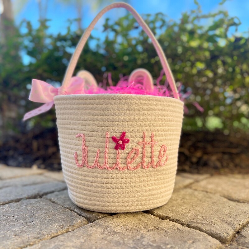 Embroidered Rope Baskets - Etsy