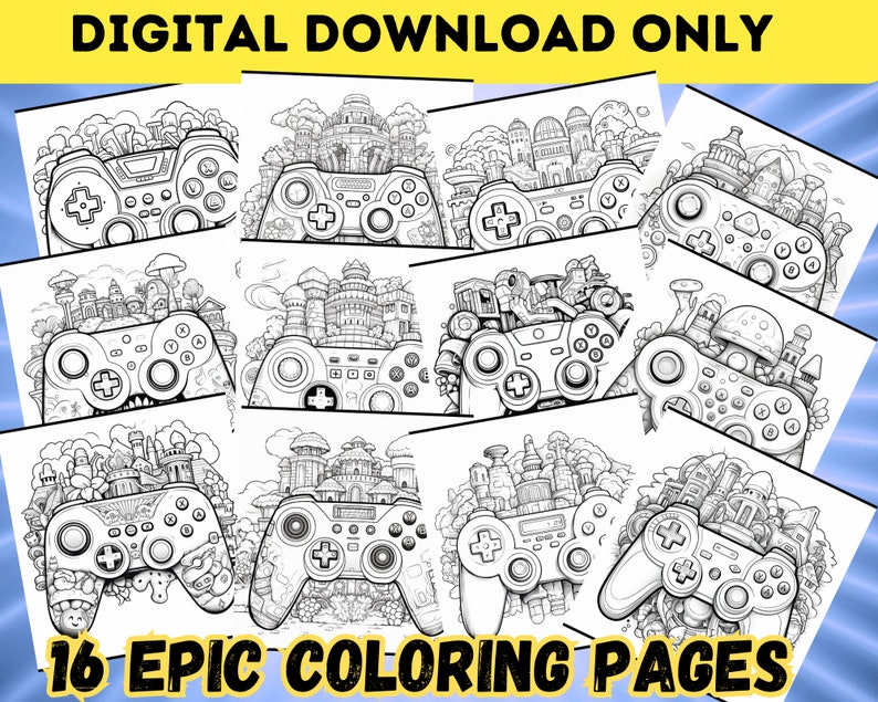Abstract Video Game Controller | COLORING PAGES | Retro | 80s Style ...
