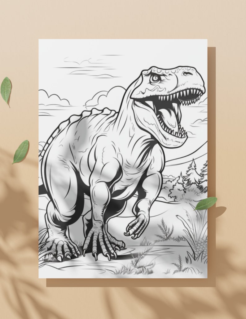 Epic T-rex Dinosaur Coloring Pages for Kids, T-rex Dinosaur Coloring ...