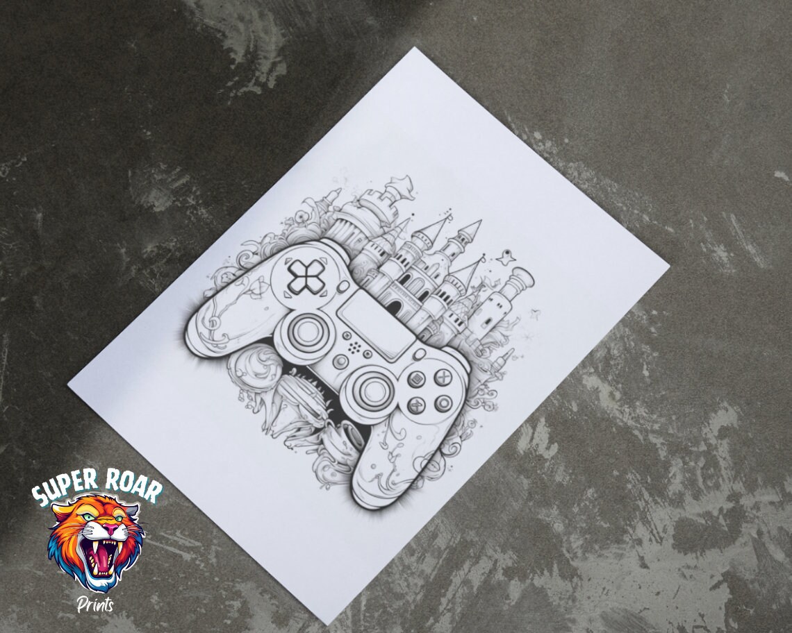 Abstract Video Game Controller | COLORING PAGES | Retro | 80s Style ...