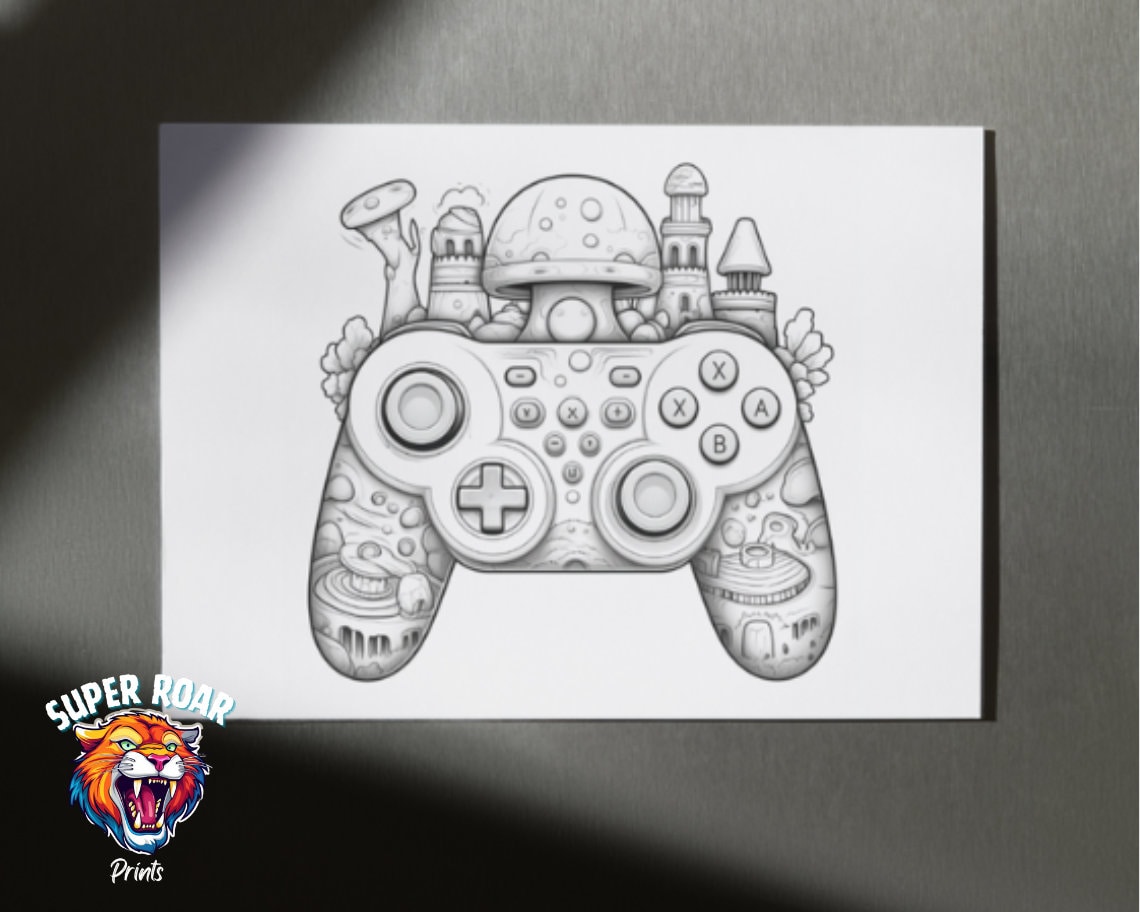 Abstract Video Game Controller | COLORING PAGES | Retro | 80s Style ...