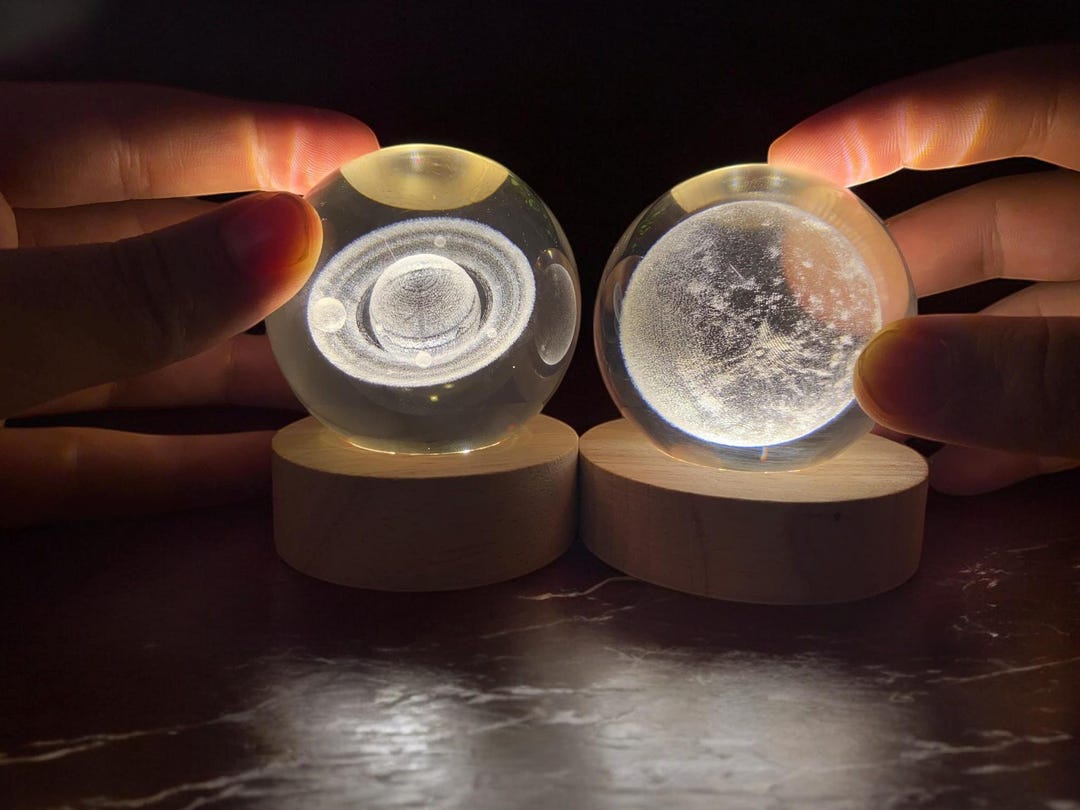 3D Crystal Moon Ball Lamp, Custom Night Light for Baby, Desk, Bedside ...