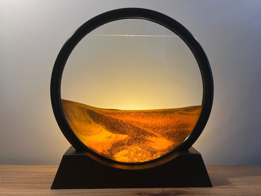 Yellow Moving Sand Art Hourglass Lamp - 3D Sandscape Painting With ...