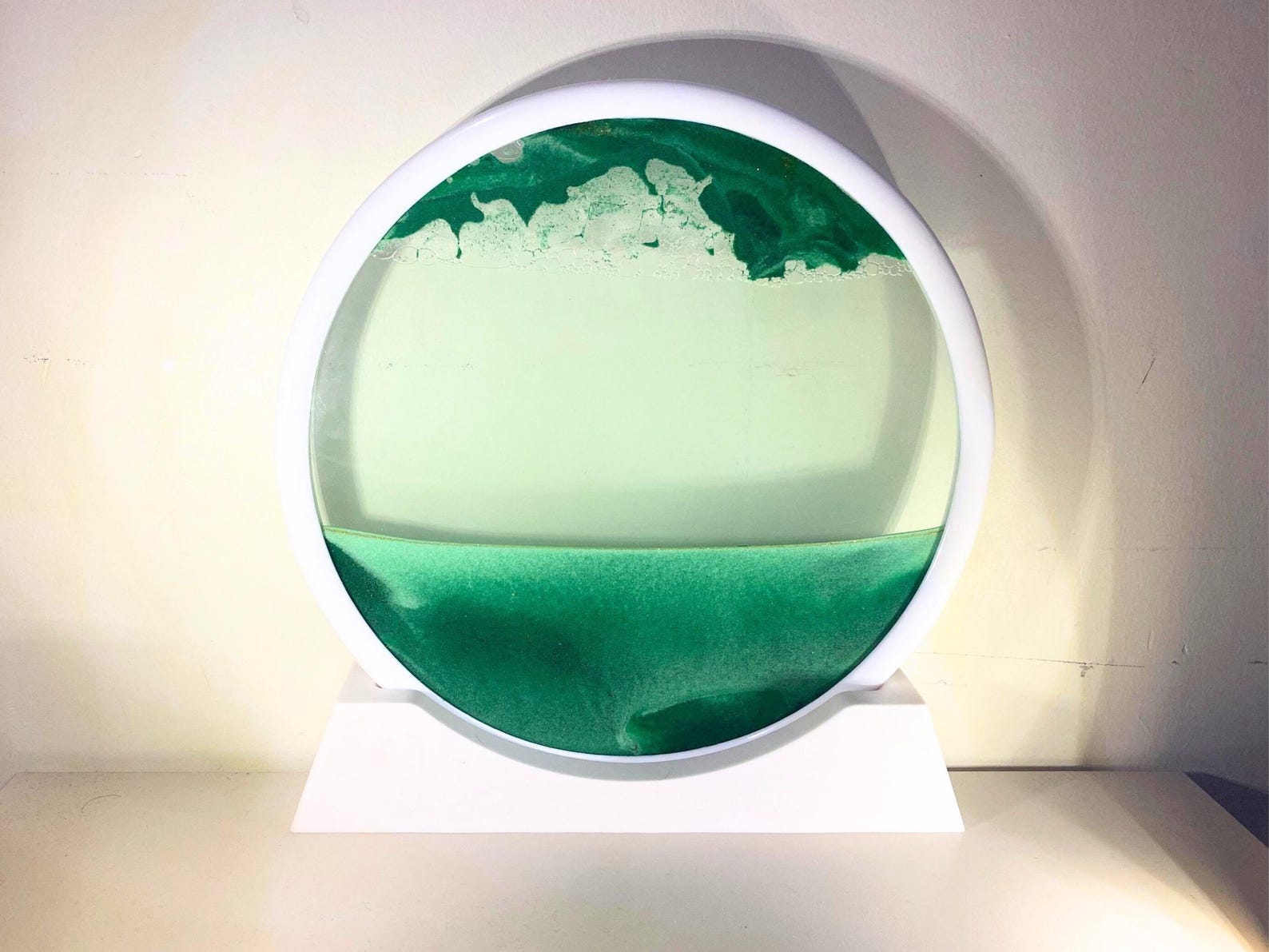 Green Moving Sand Art Hourglass - 3D Sandscape Painting With Metal ...