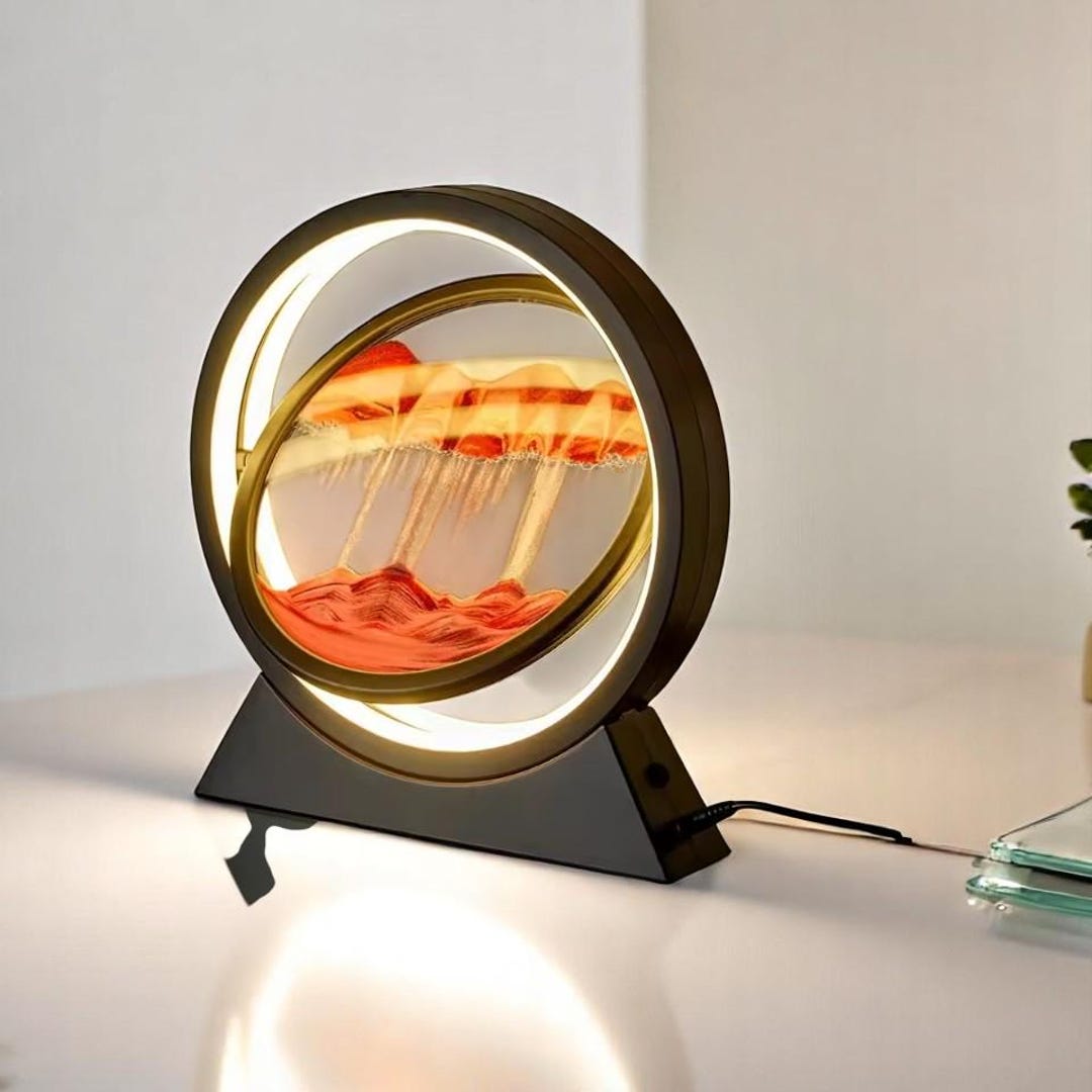 3D Moving Red Quicksand Art – Large Round Sandscape Frame for Stress ...