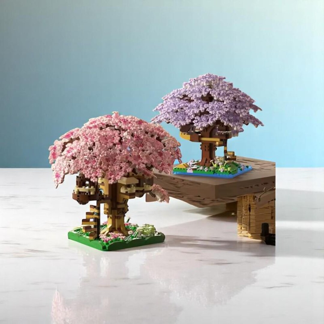 Cherry Blossom Tree House Building Set – 1097 Pcs Miniature Micro ...