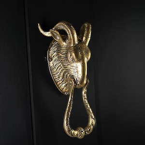 Solid Brass Gold Door Knocker Lamb Sheep Goat Design, Animal Door Decor ...
