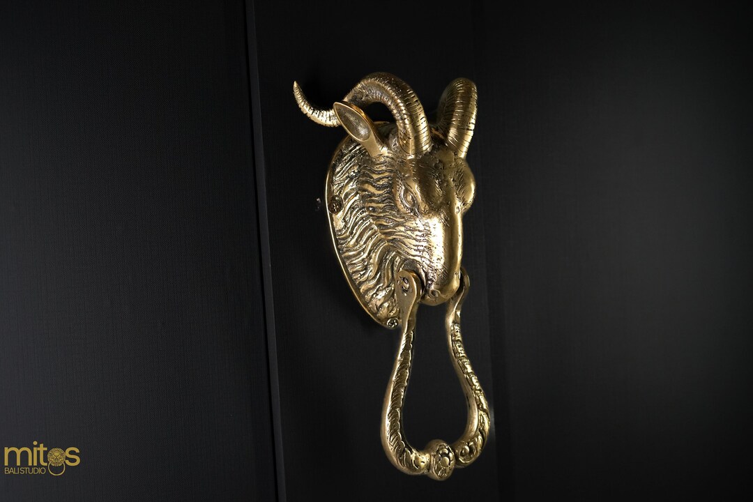Solid Brass Gold Door Knocker Lamb Sheep Goat Design, Animal Door Decor ...
