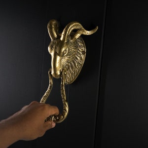 Solid Brass Gold Door Knocker Lamb Sheep Goat Design, Animal Door Decor ...