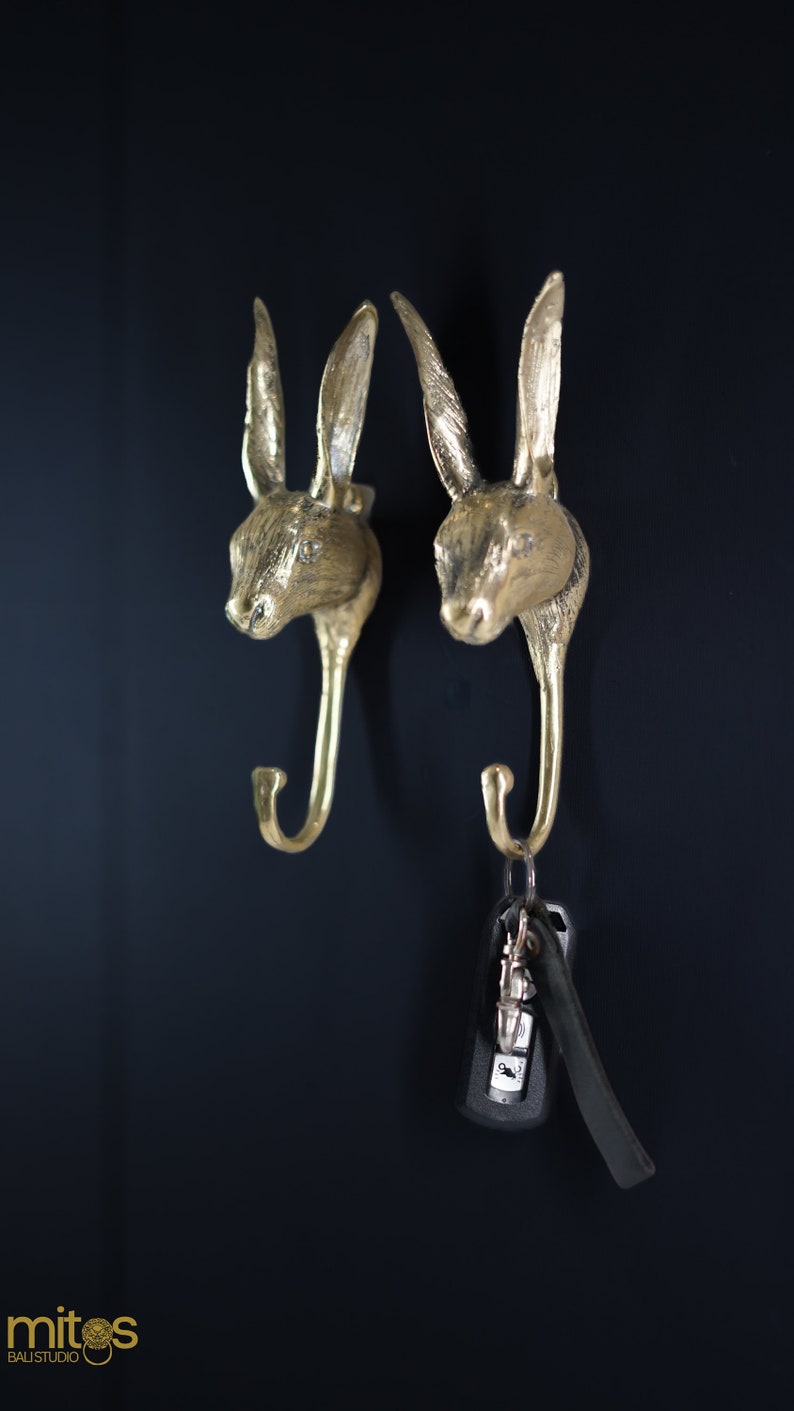 Unique Rabbit Wall Hook, Unique Golden Solid Brass Wall Decor ...