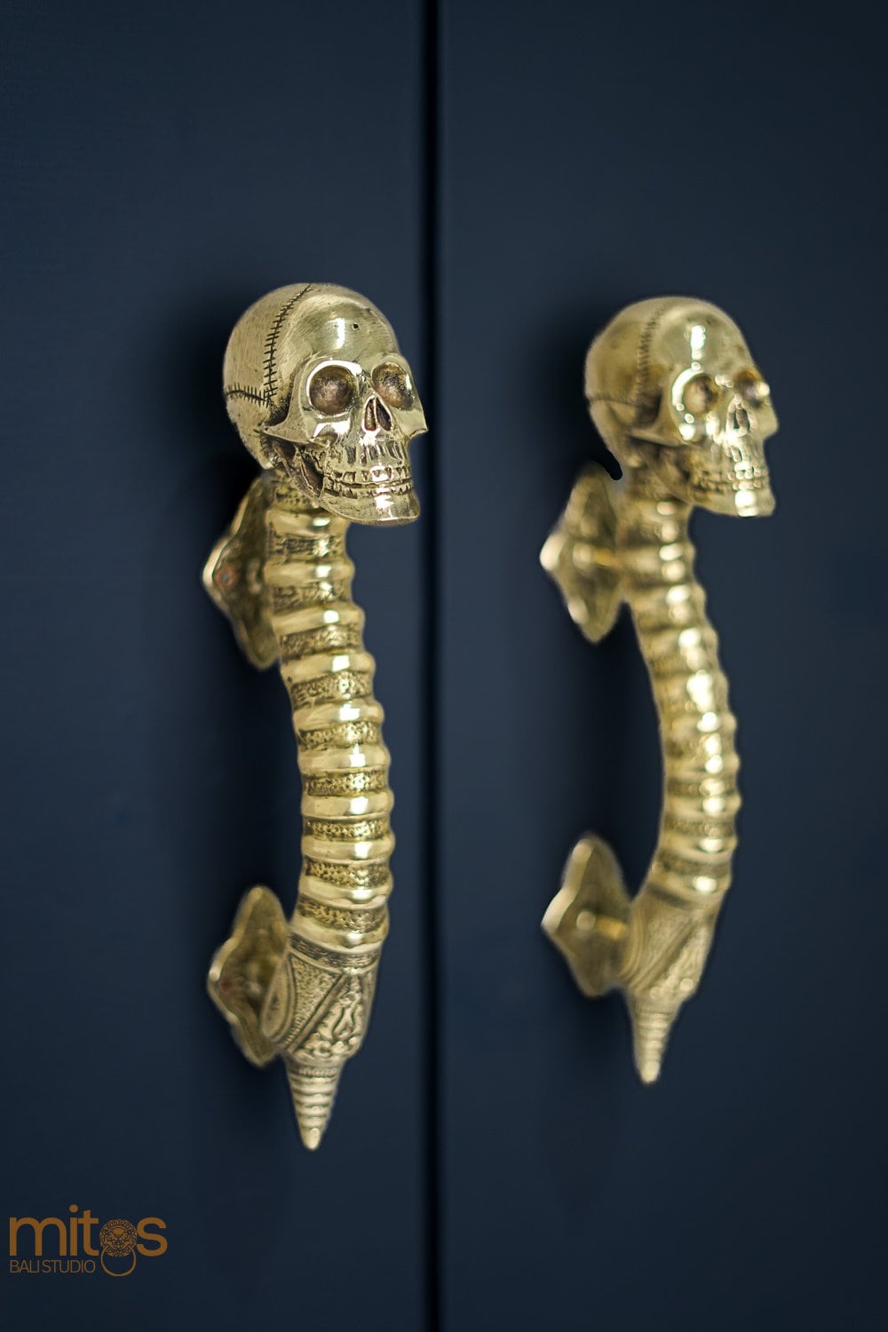 Gold Brass Skull Door Handle, Handmade Brass Door Handle, Vintage Door ...
