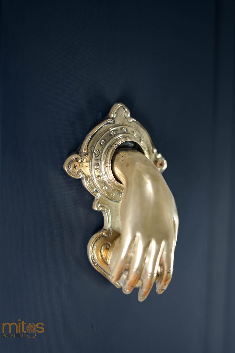 Luxury Hand Door Knocker, Unique Golden Solid Brass Door Decor ...