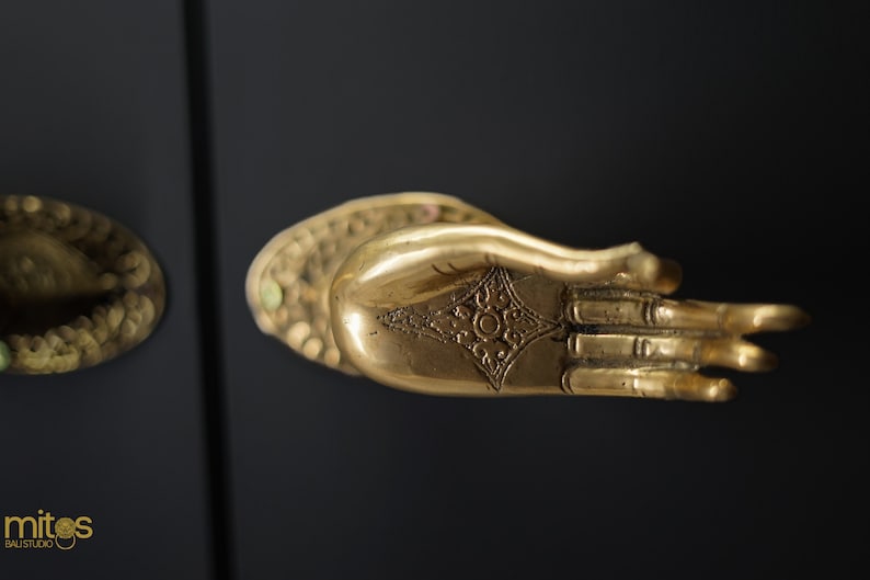 Unique Door Handle Solid Brass Gold, Summer Decor, Pair Door Handle ...