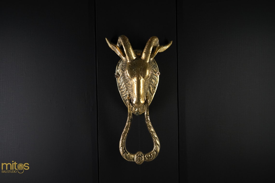 Solid Brass Gold Door Knocker Lamb Sheep Goat Design, Animal Door Decor ...