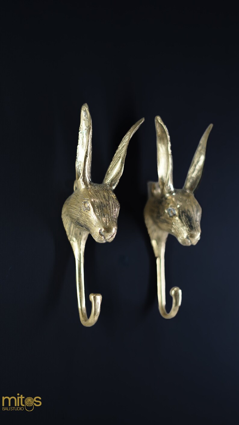 Unique Rabbit Wall Hook, Unique Golden Solid Brass Wall Decor ...