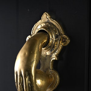 Gold Hand Door Knocker, Unique Golden Solid Brass Door Decor, Holiday ...