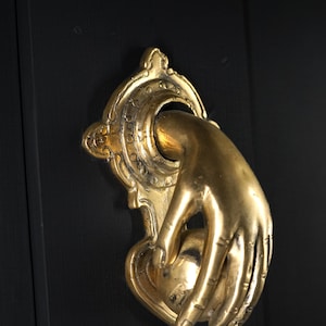 Gold Hand Door Knocker, Unique Golden Solid Brass Door Decor, Holiday ...