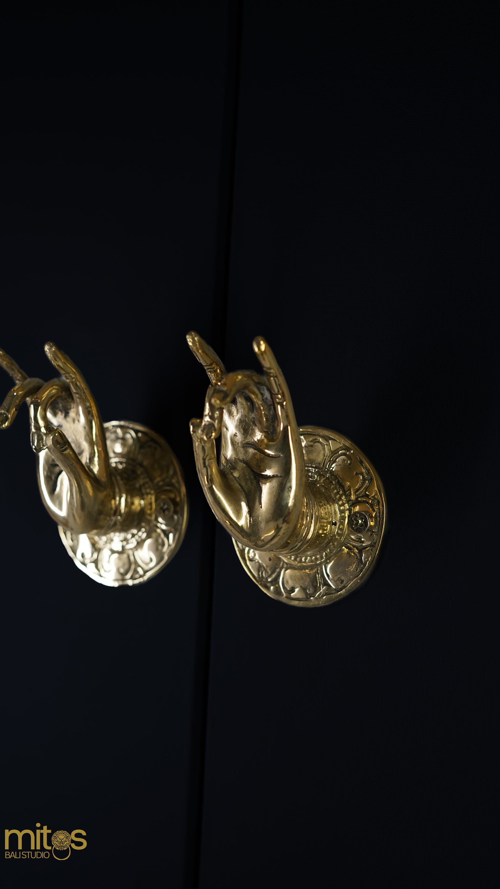 Brass Mudra Hand Wall Hooks, Bohemian Door Handle Pair - Etsy