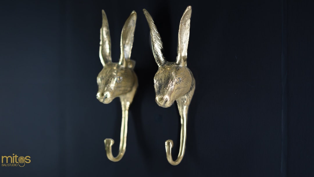 Unique Rabbit Wall Hook, Unique Golden Solid Brass Wall Decor ...