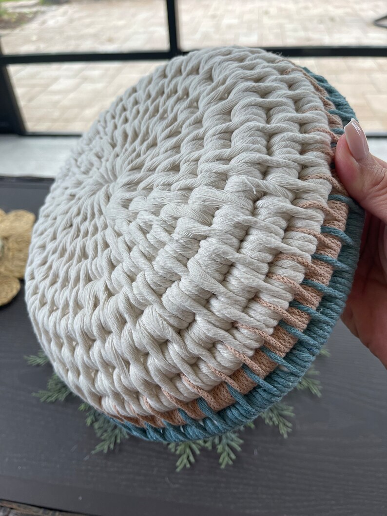 Handmade Coiled Macrame Bowl With Flower - Etsy