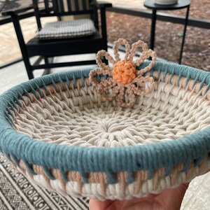 Handmade Coiled Macrame Bowl With Flower - Etsy