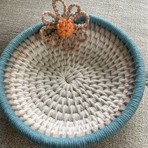 Handmade Coiled Macrame Bowl With Flower - Etsy