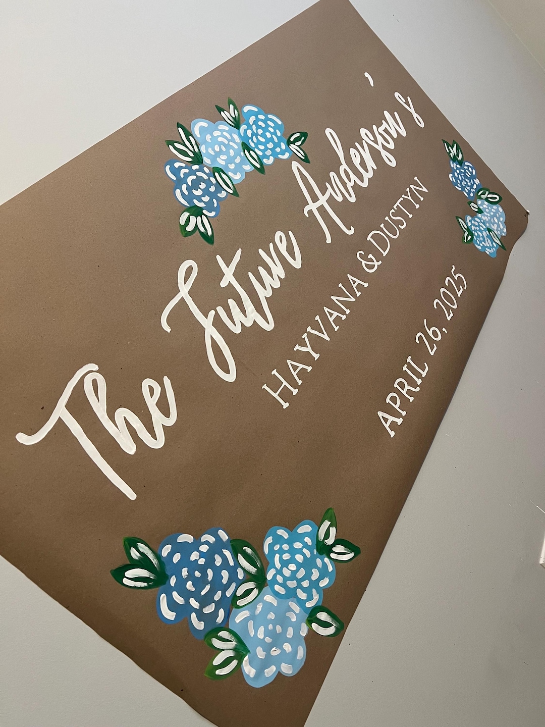Blue Hydrangea Bridal Shower Hand Painted Banner - Etsy