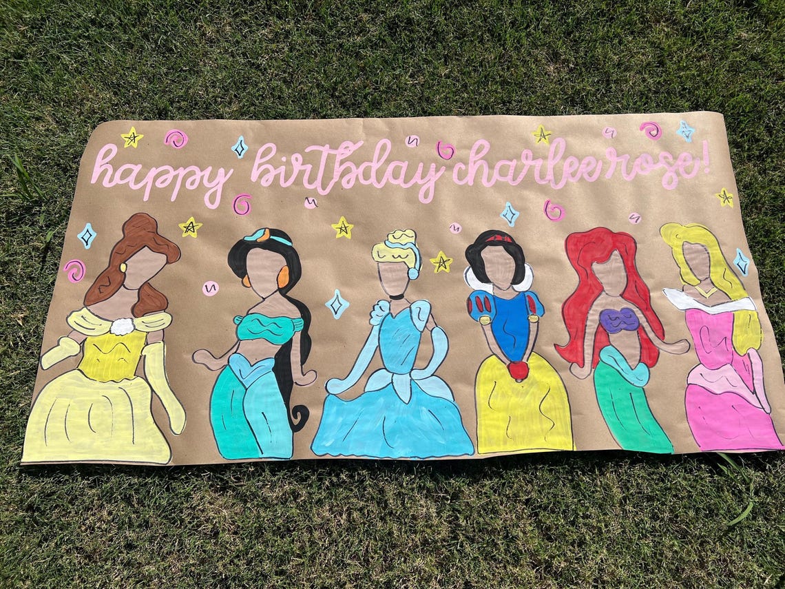 Princess Birthday Hand Painted Banner - Etsy