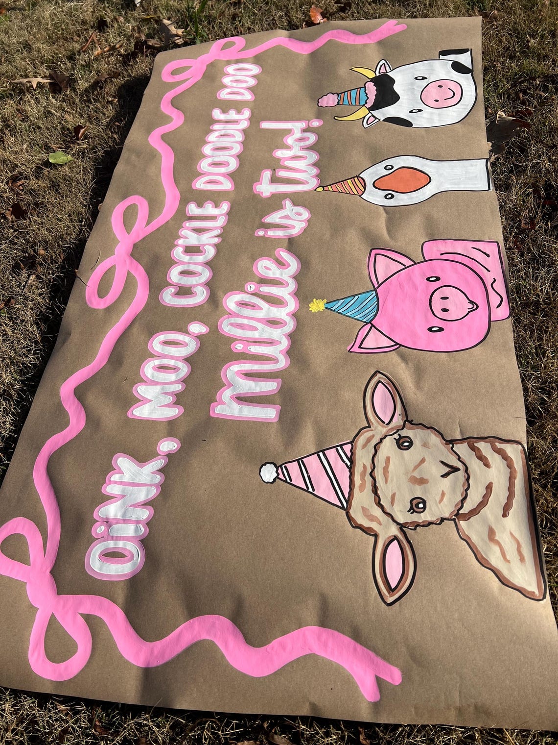 Oink, Moo, Cockle Doodle Doo Hand Painted Banner - Etsy