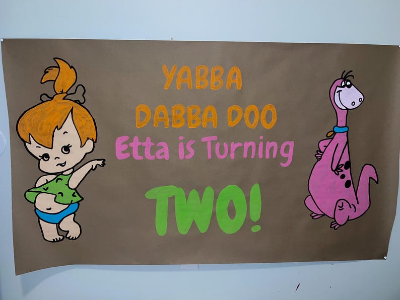 Yabba Dabba Doo Hand Painted Banner - Etsy