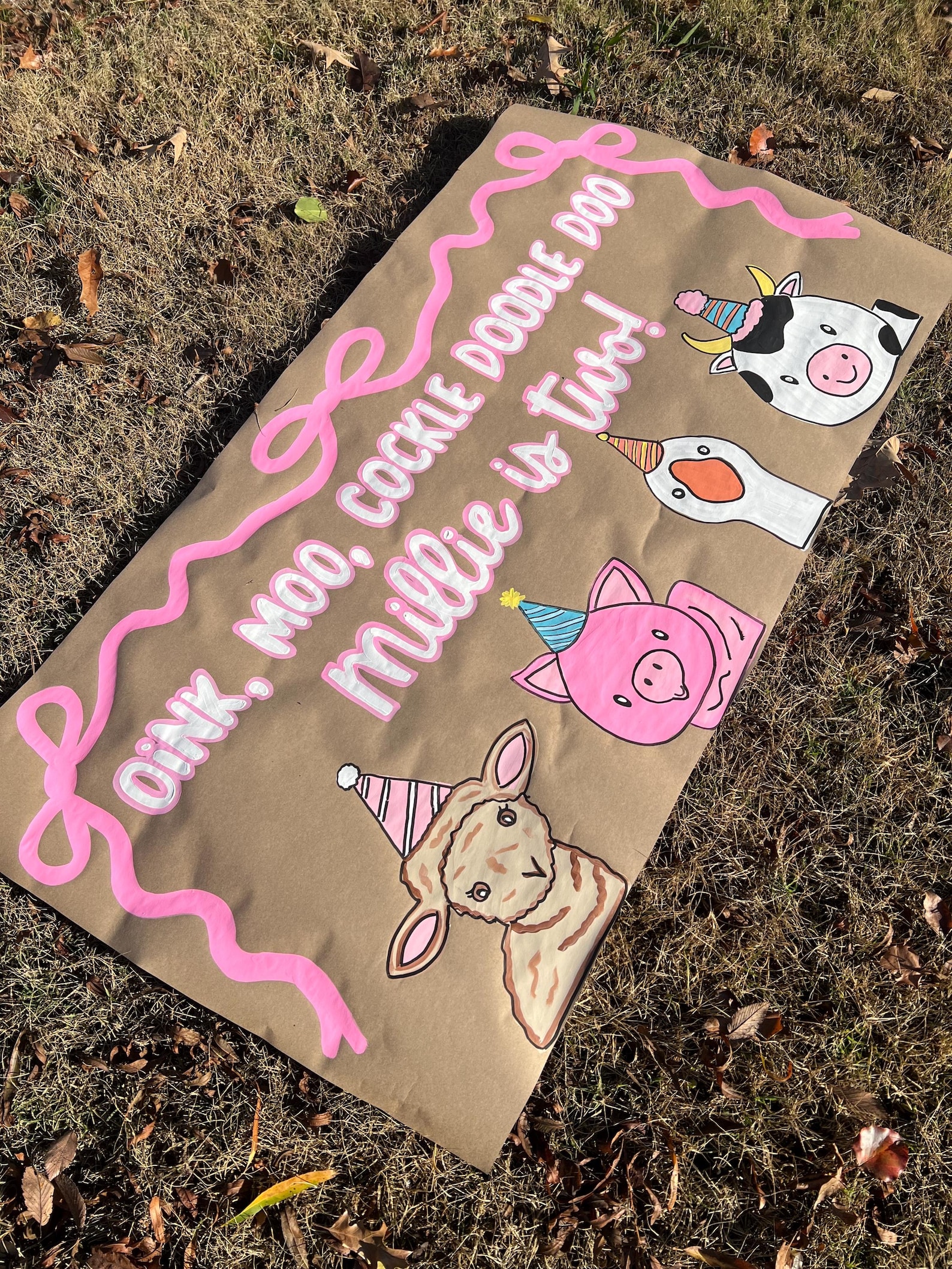 Oink, Moo, Cockle Doodle Doo Hand Painted Banner - Etsy