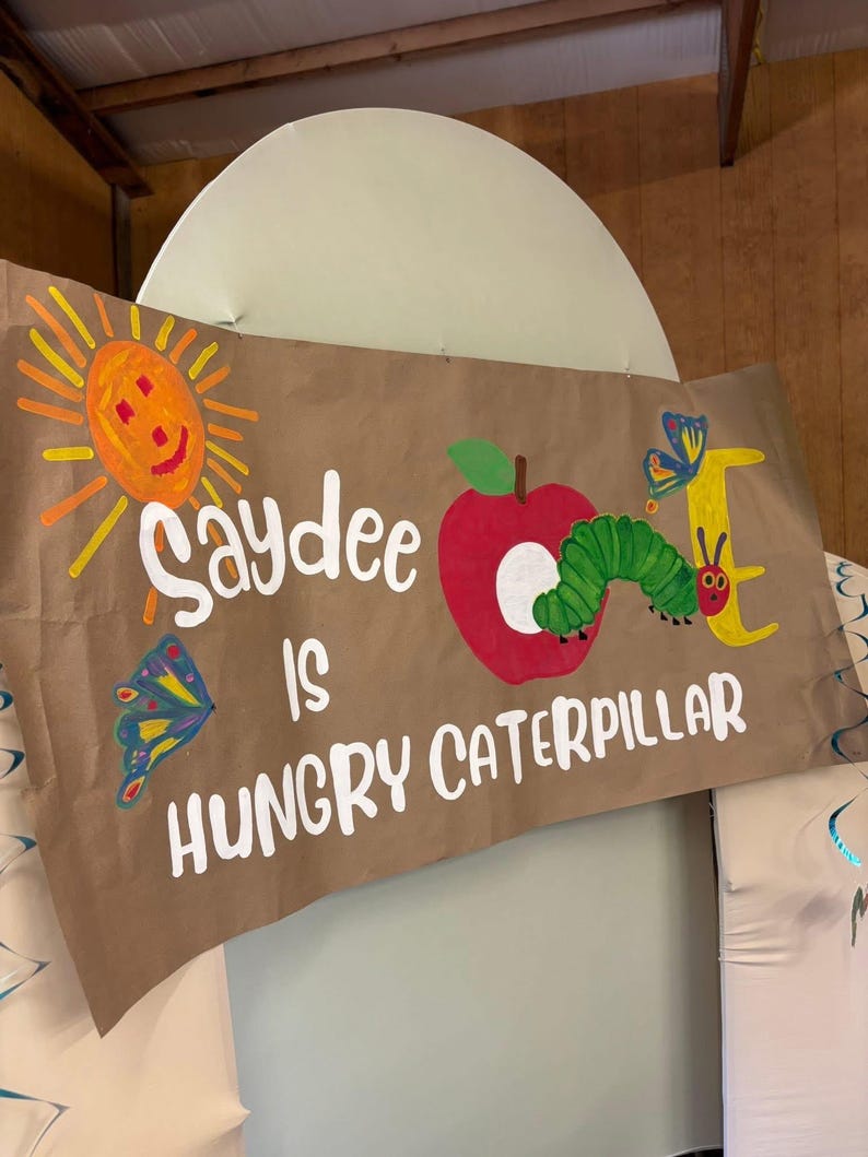 One Hungry Caterpillar Birthday Hand Painted Banner - Etsy