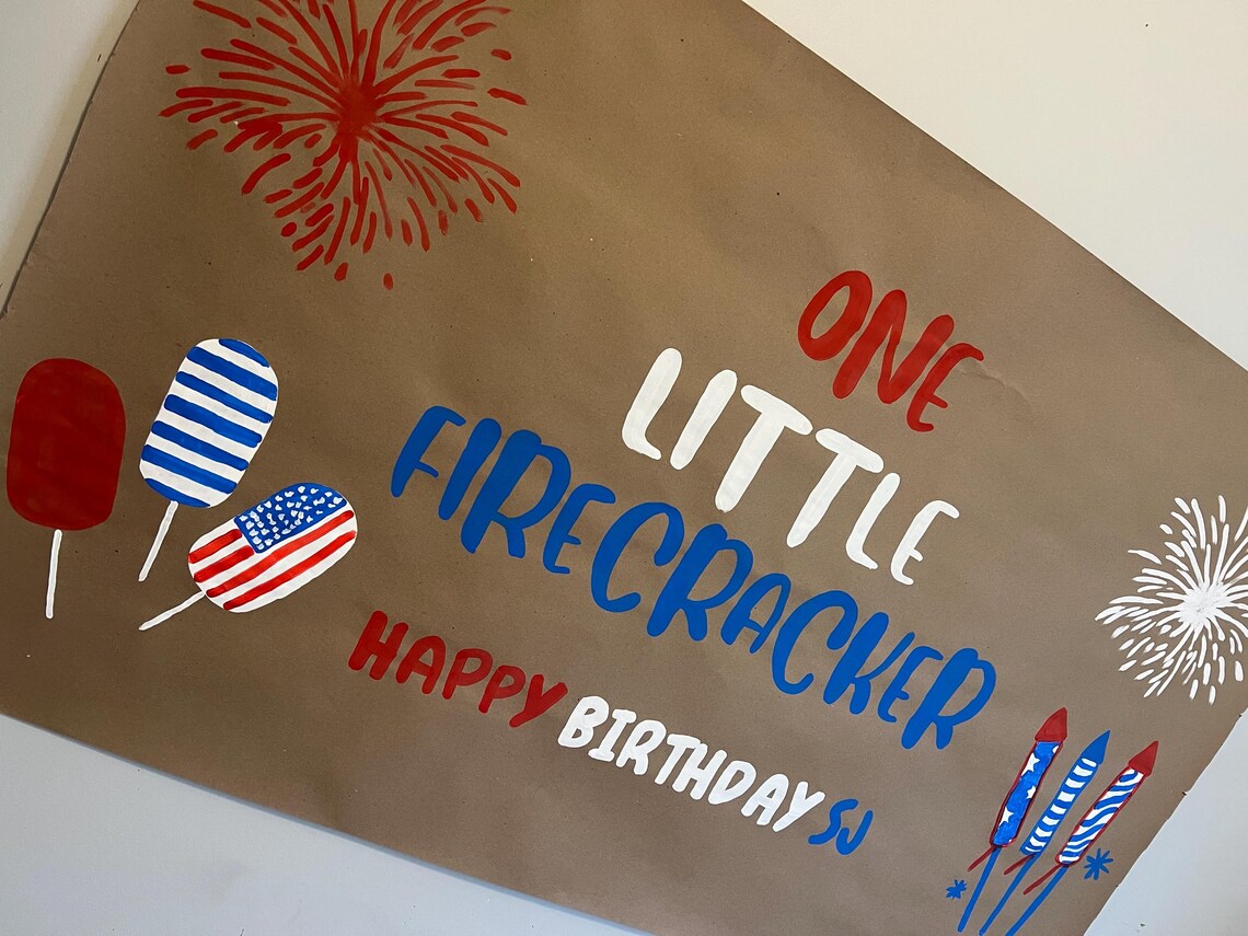 One Little Firecracker Hand Painted Banner - Etsy
