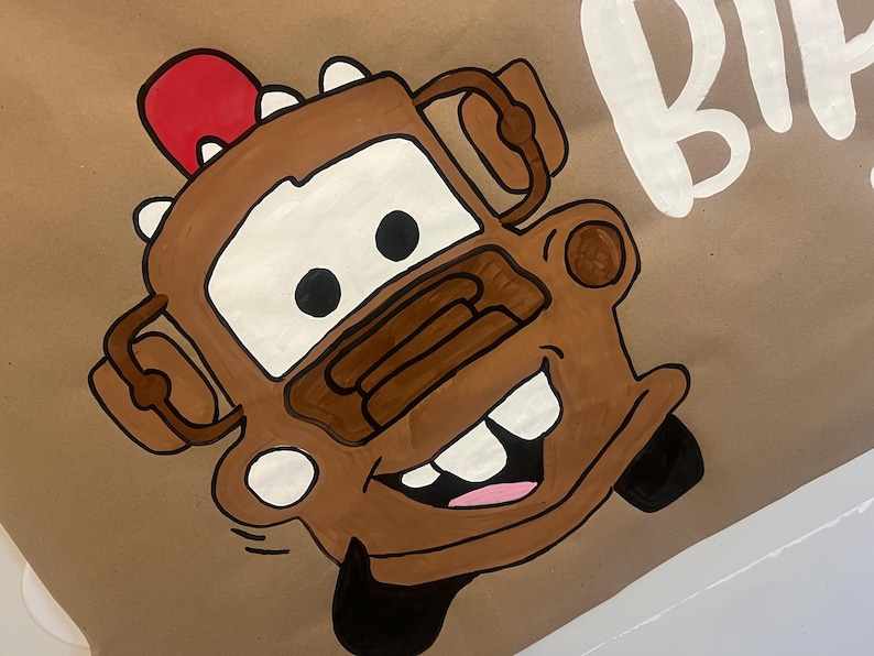 Lightning Mcqueen and Tow Mater Birthday Painted Banner - Etsy