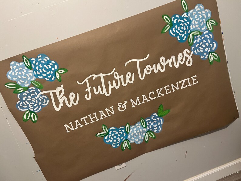 Blue Hydrangea Bridal Shower Hand Painted Banner - Etsy