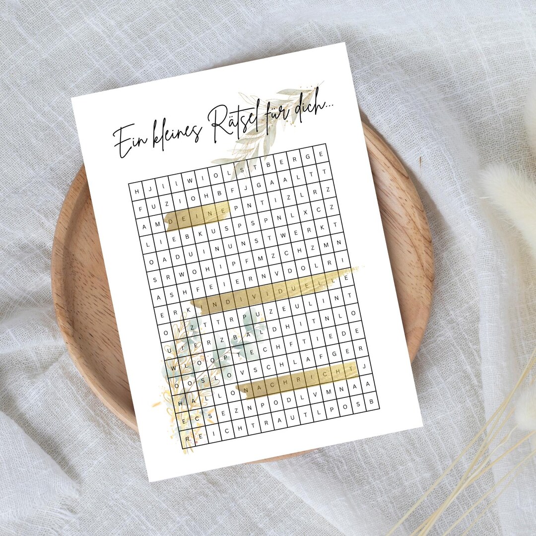 Personalized Crossword Puzzle Own Text Individual Gift Last Minute Gift ...