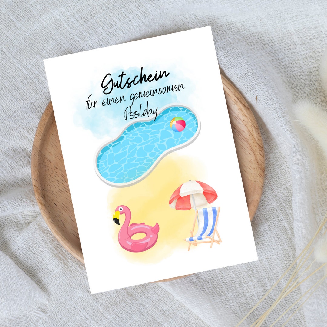 Digital Voucher for a Joint Pool Day | Last Minute Gift for Immediate ...
