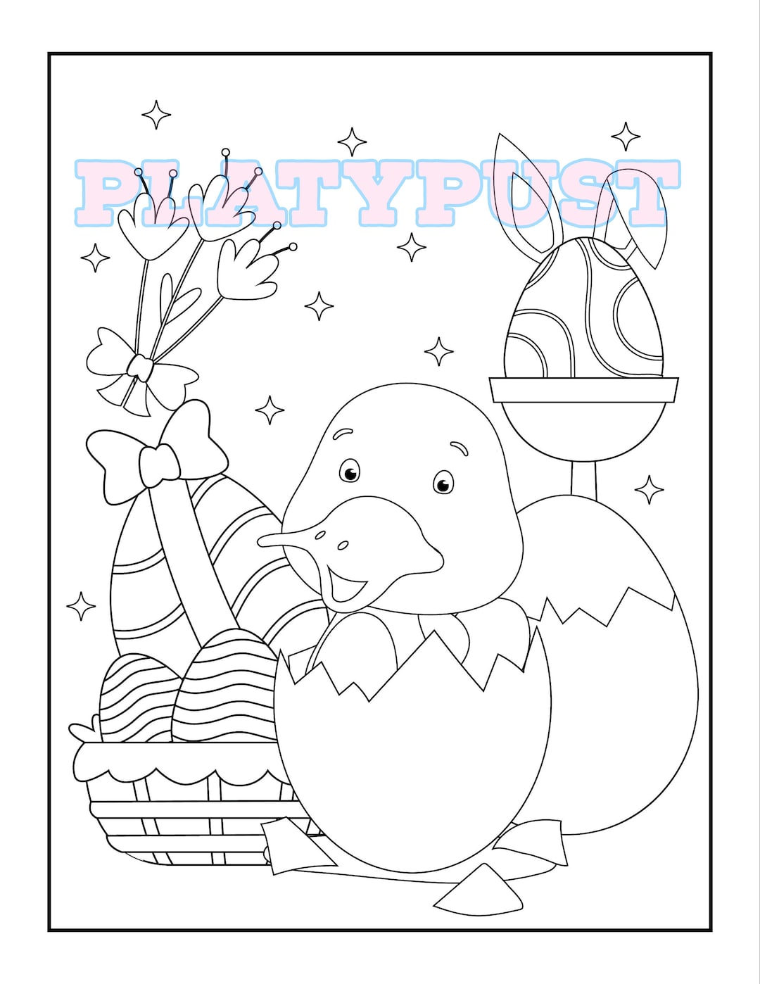 Easter Platypus Colouring Page - Etsy