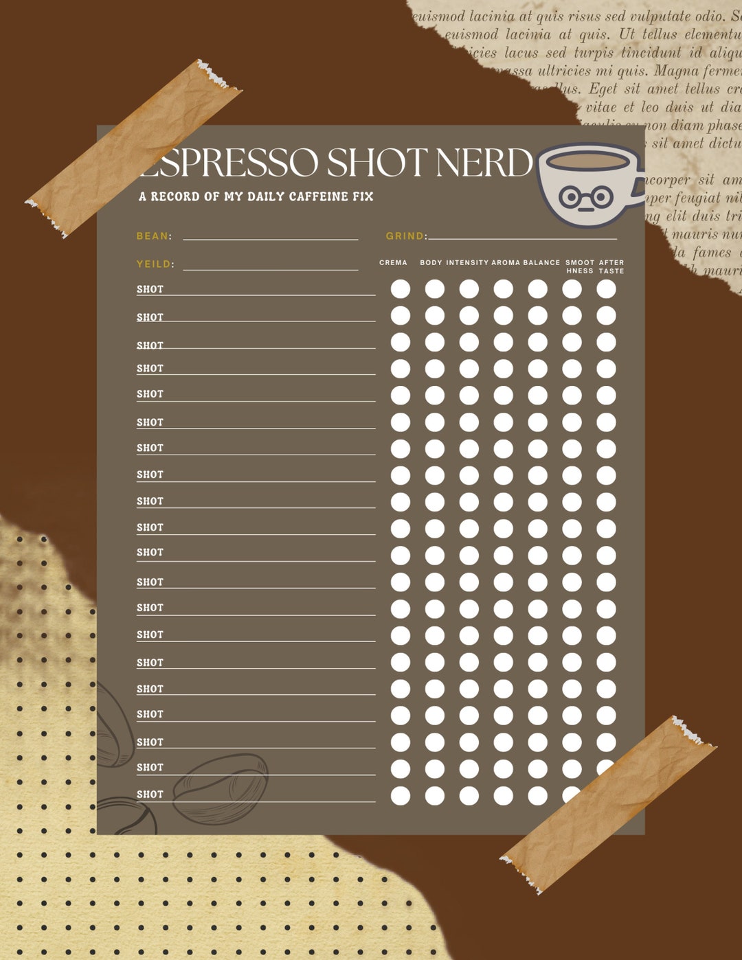 The Espresso Shot Nerd: the Ultimate Coffee Tracking Sheet for Great ...