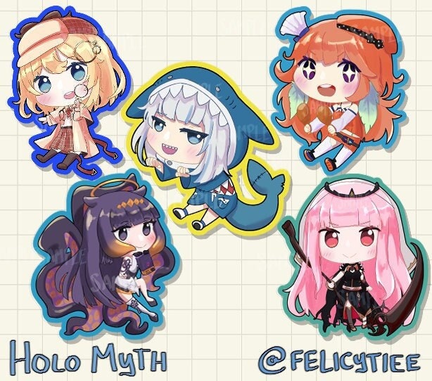 3'' Hololive Myth Sticker Set - Etsy