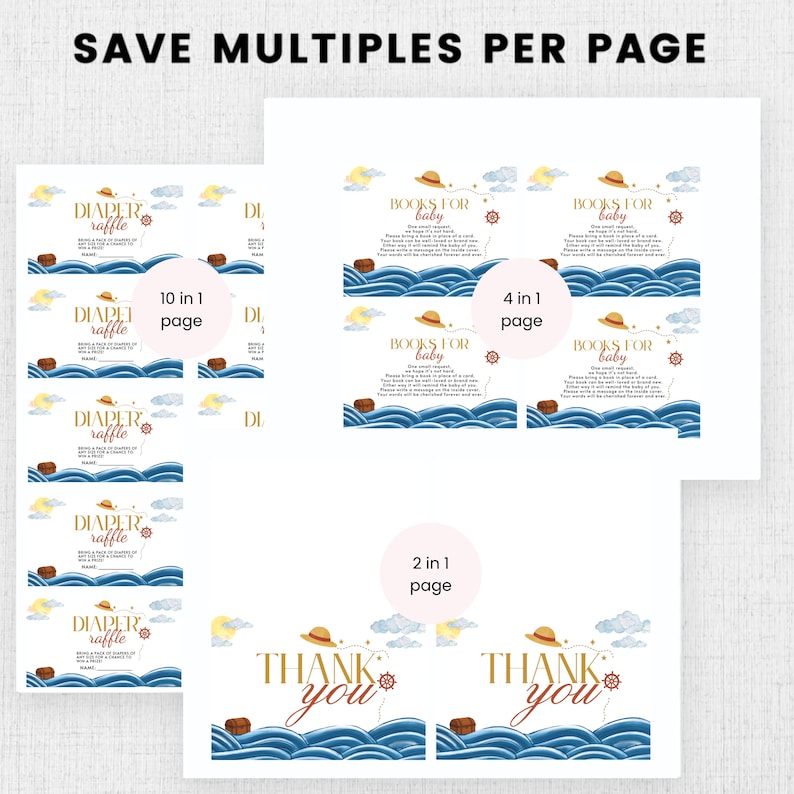 One Piece Pirate Baby Shower Invitation Bundle, Anime Inspired Invite ...