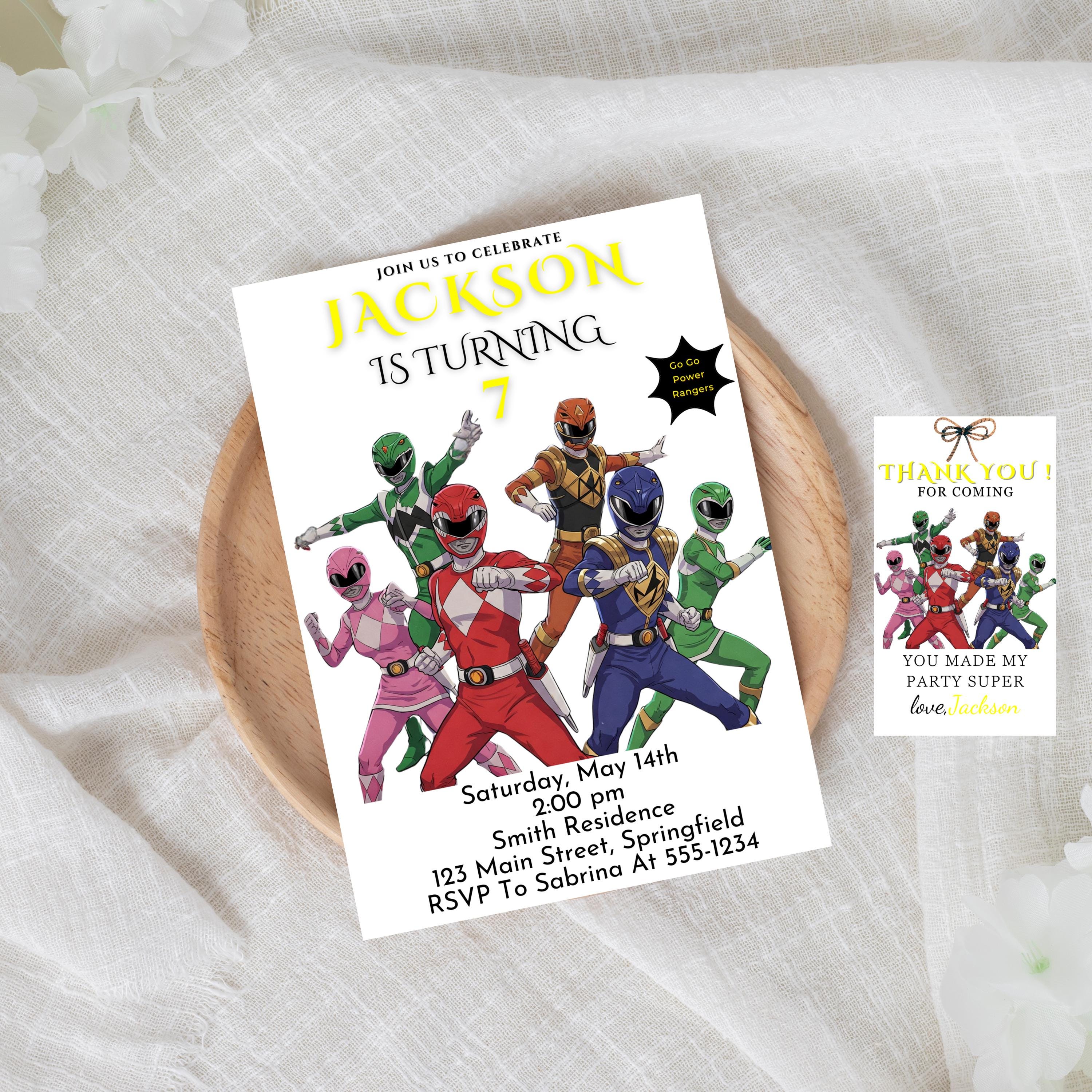 Printable Power Rangers Birthday Card, Red Power Ranger Invite, Digital ...