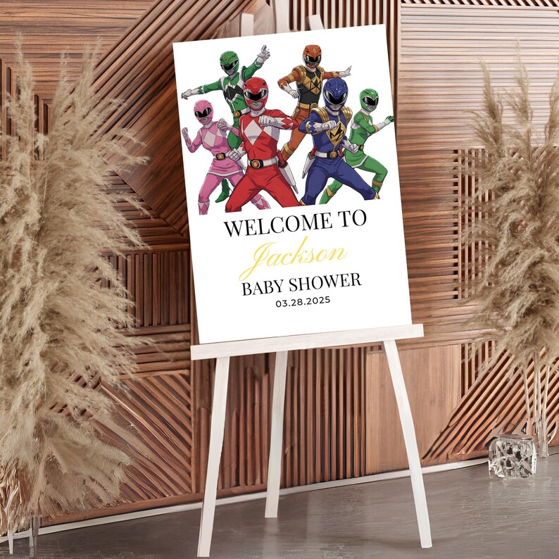 Editable Power Rangers Birthday Welcome Sign,red Power Ranger Birthday ...