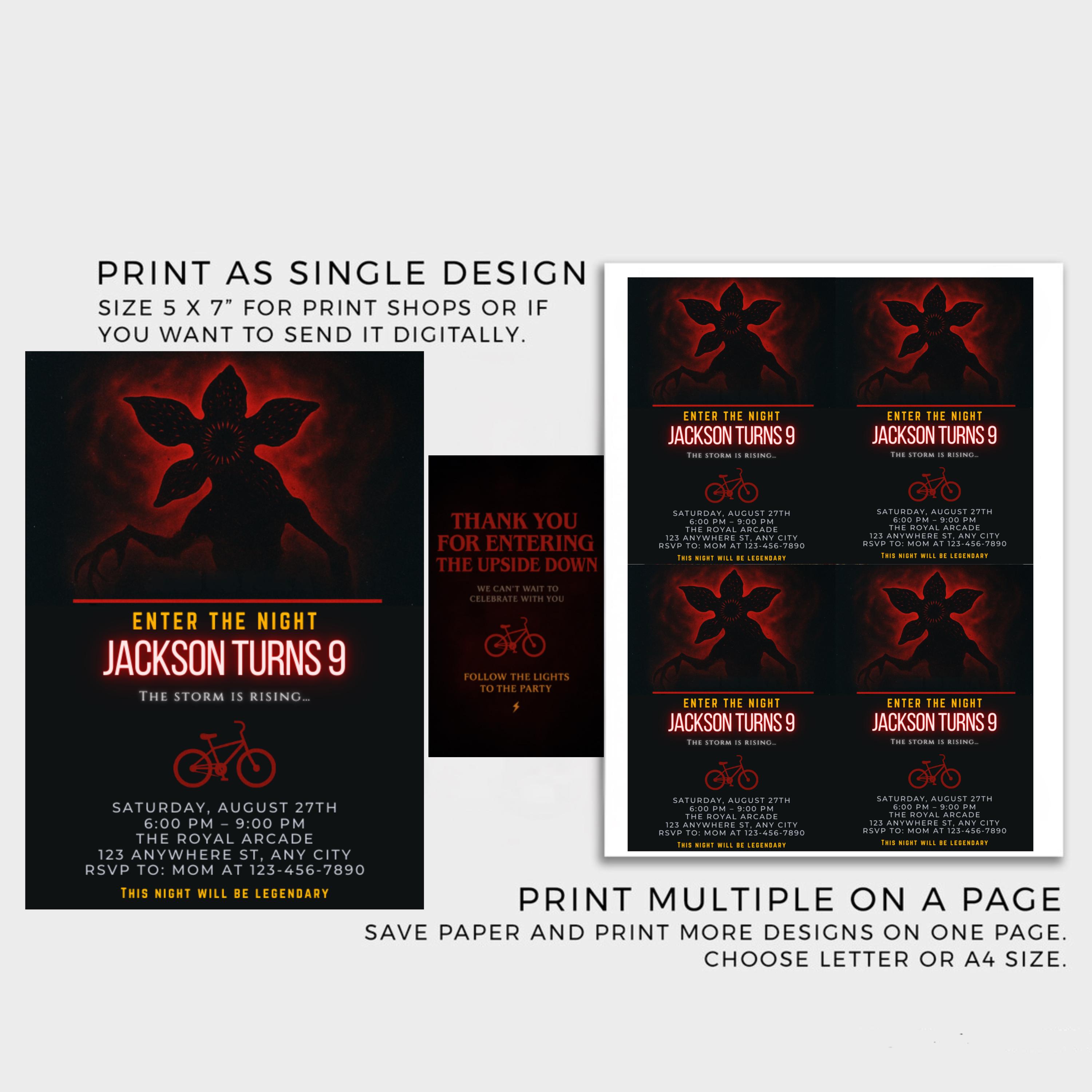 Stranger Birthday Invitation Poster, 80s Neon Night Party Invite, Scary ...