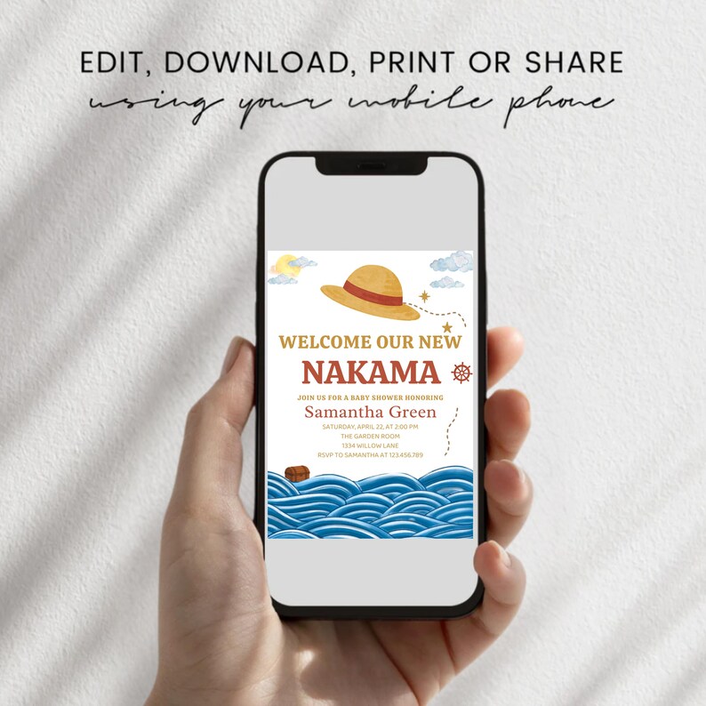 One Piece Pirate Baby Shower Invitation Bundle, Anime Inspired Invite ...